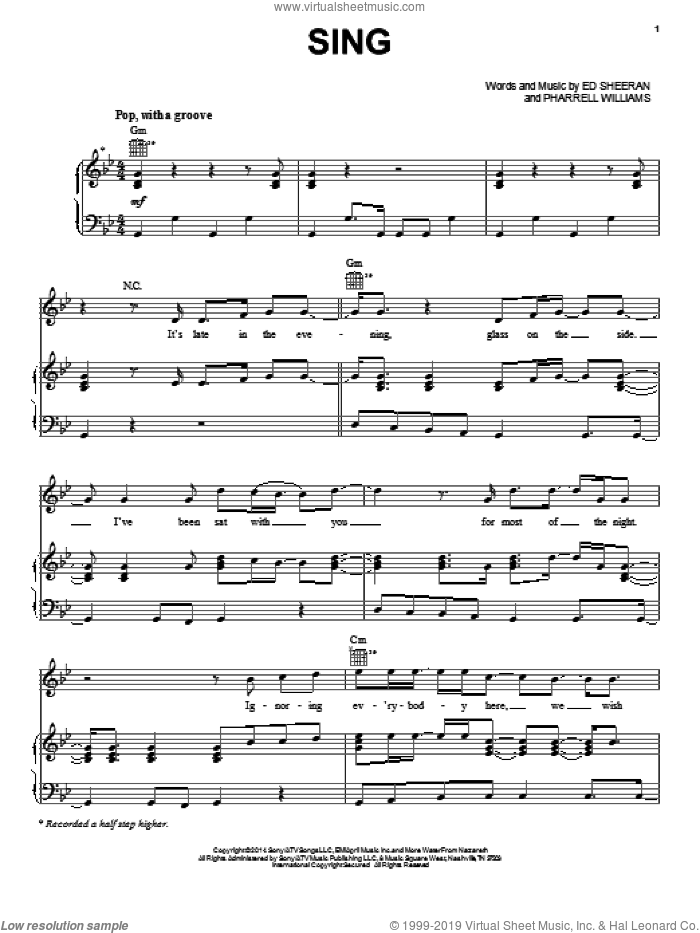 Ed Sheeran: Sing sheet music for voice, piano or guitar (PDF)