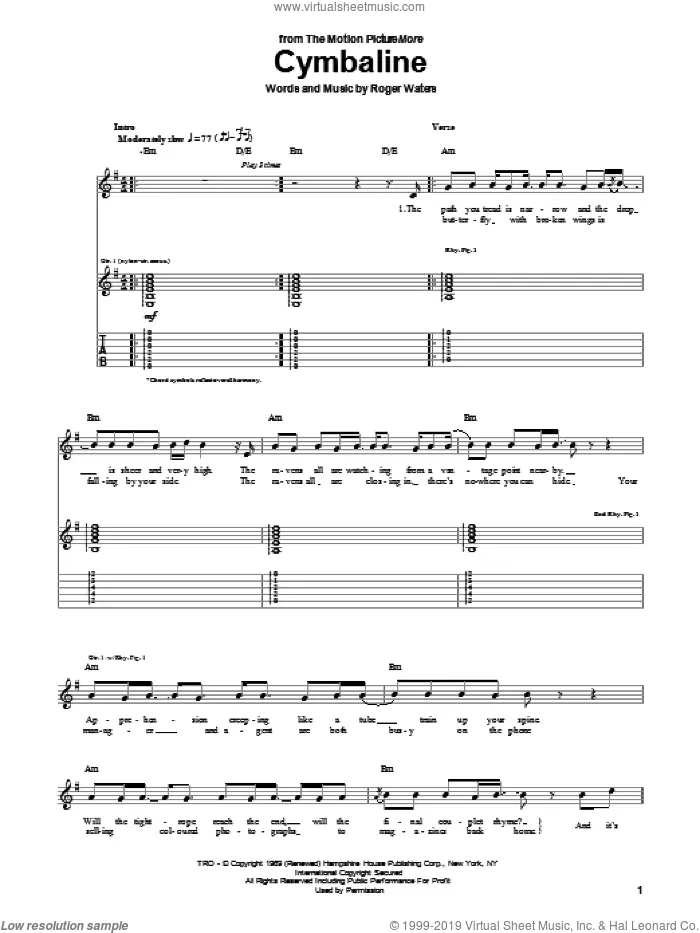 Cymbaline sheet music for guitar (tablature) (PDF)