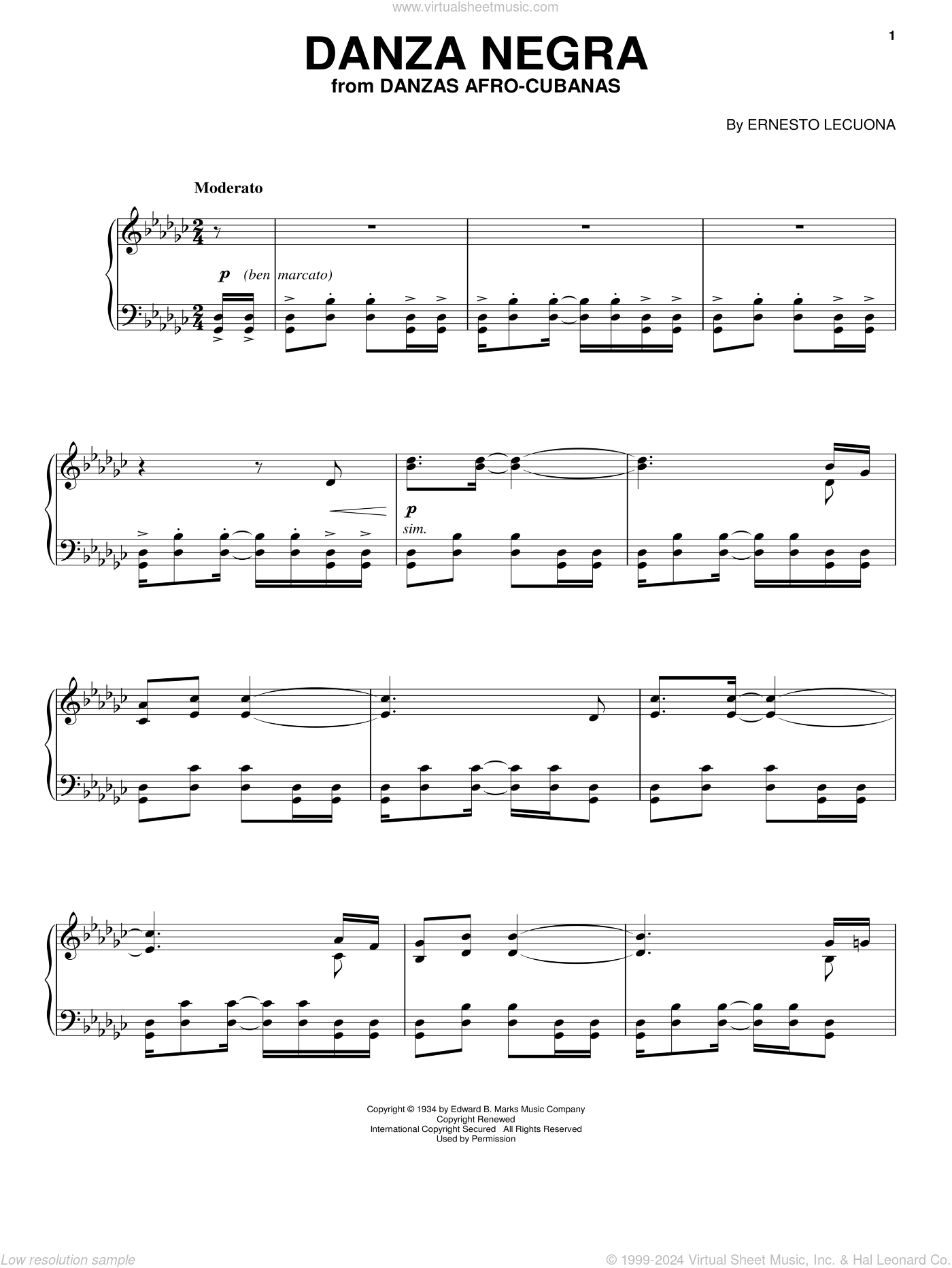 Danza Negra sheet music for voice and piano (PDF)