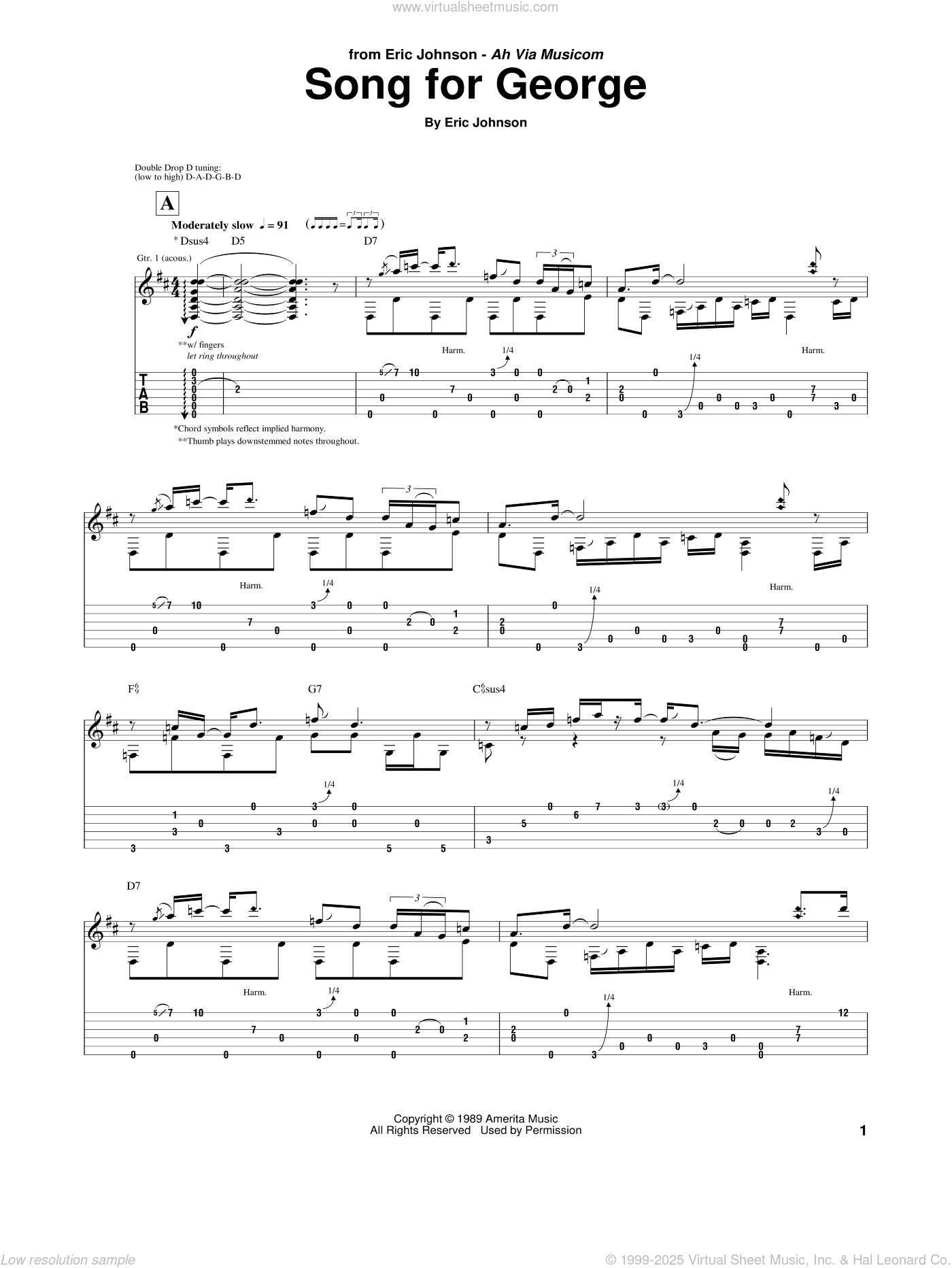 Song For George sheet music for guitar (tablature) (PDF)