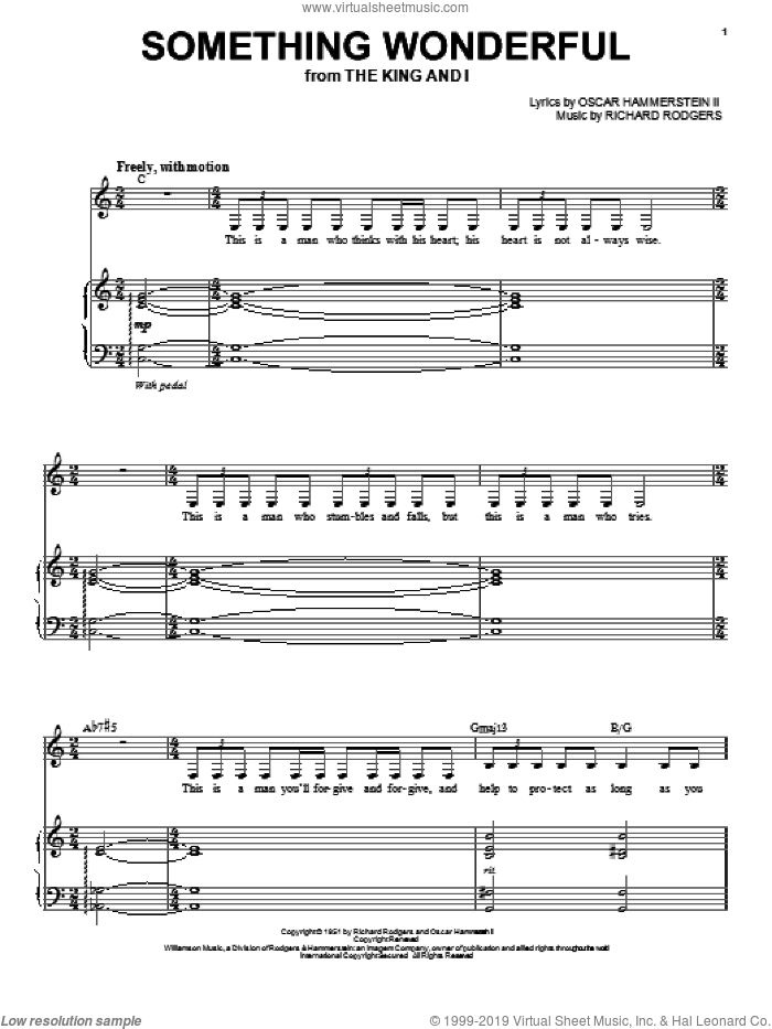 Something Wonderful sheet music for voice and piano (PDF)