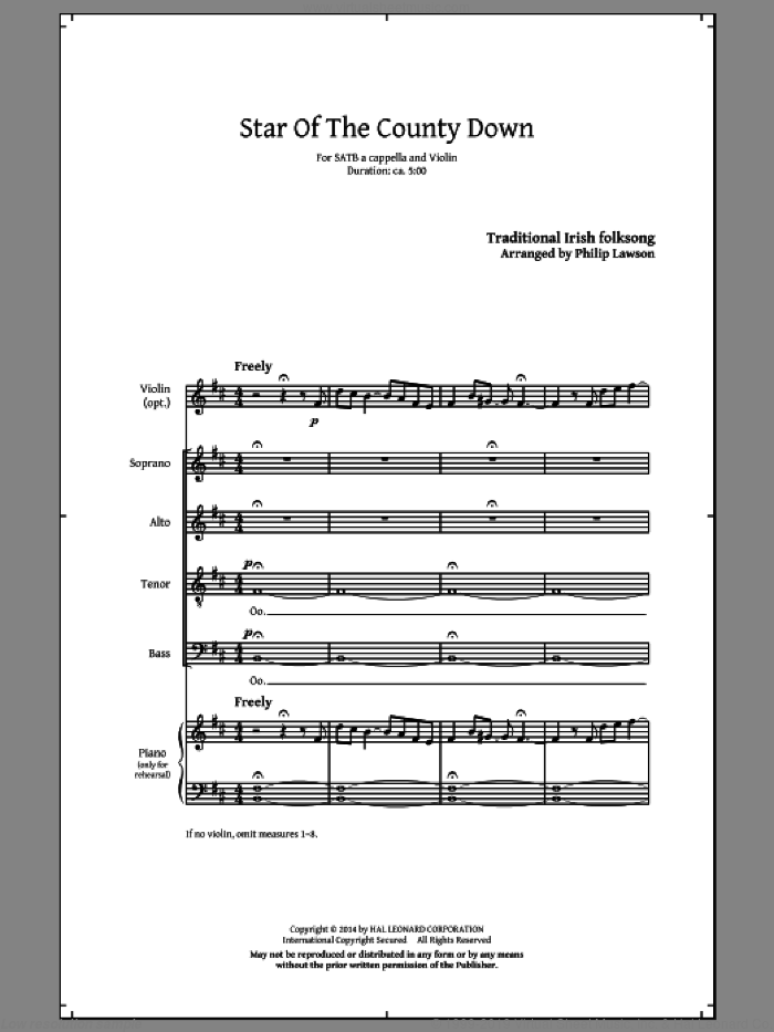 Star Of County Down sheet music for choir (SATB: soprano, alto, tenor ...