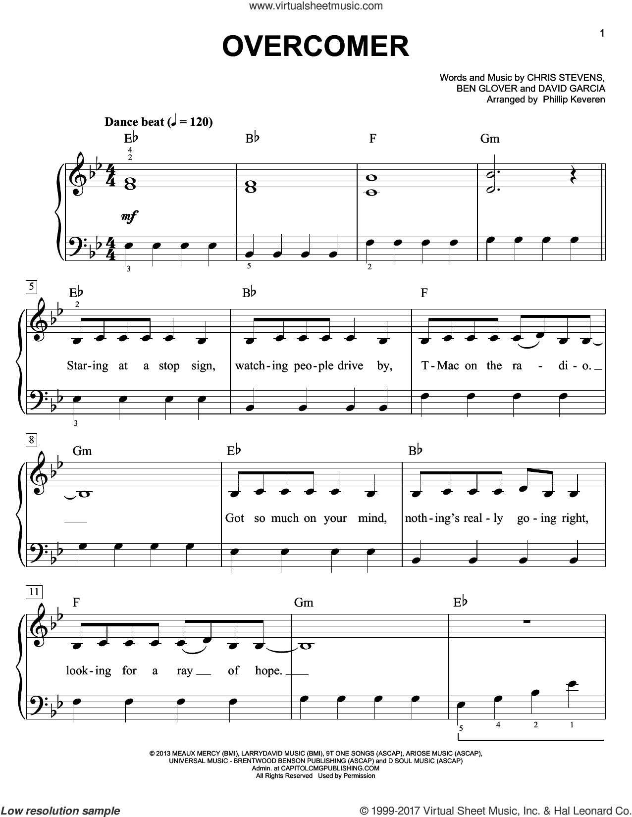 Overcomer (arr. Phillip Keveren) sheet music for piano solo (PDF)