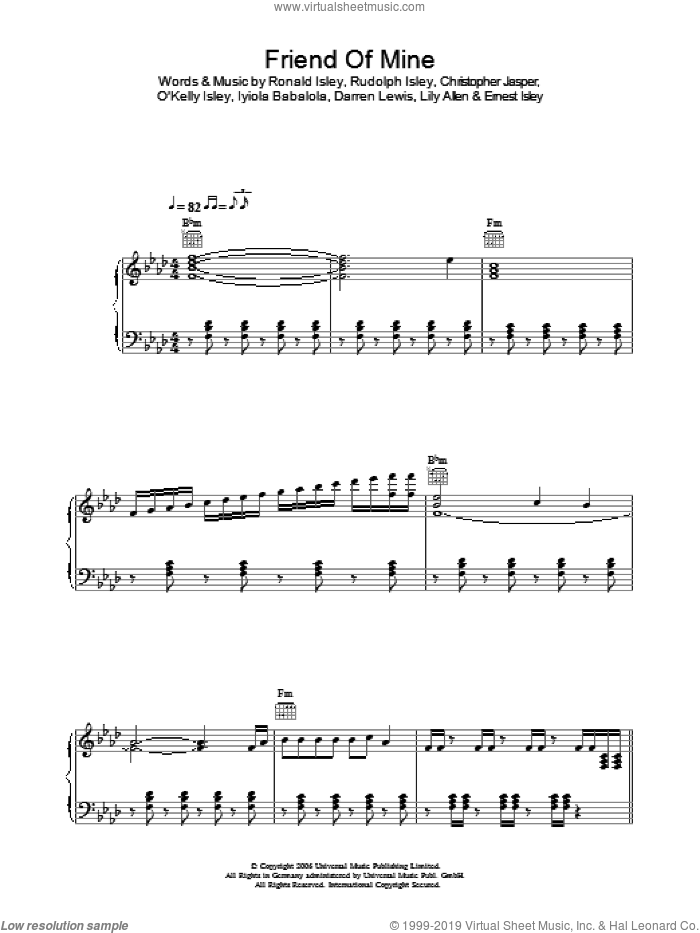Friend Of Mine sheet music for voice, piano or guitar (PDF)