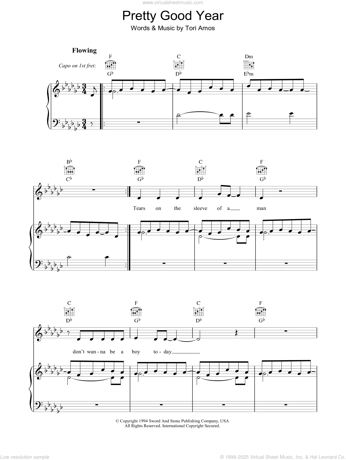 Pretty Good Year sheet music for voice, piano or guitar (PDF)