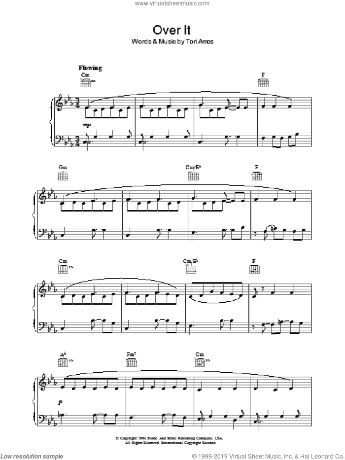 Over It sheet music for voice, piano or guitar (PDF)