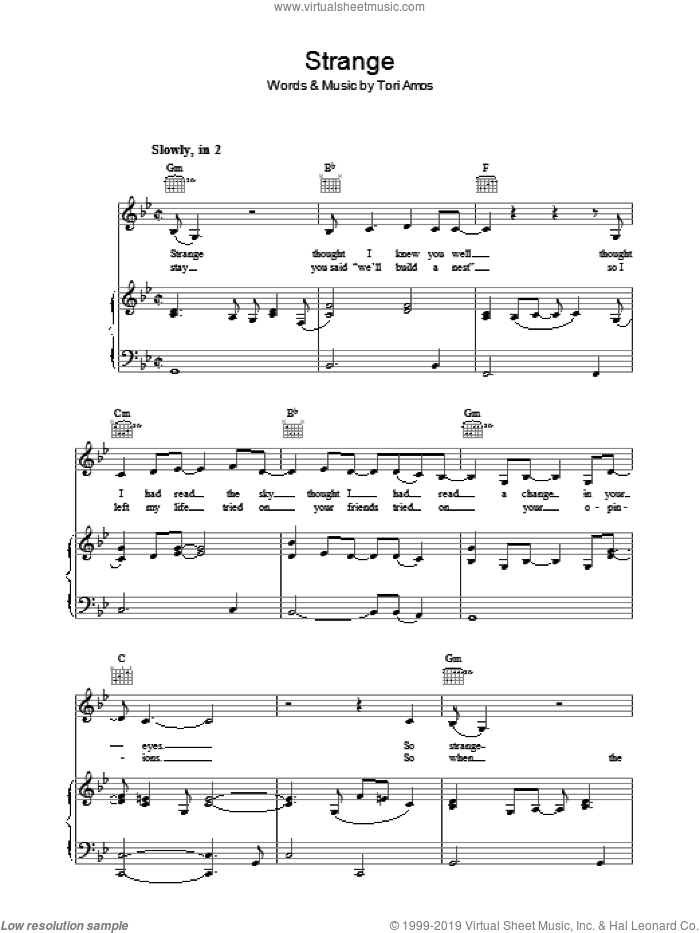 Tori Amos: Strange sheet music for voice, piano or guitar (PDF)