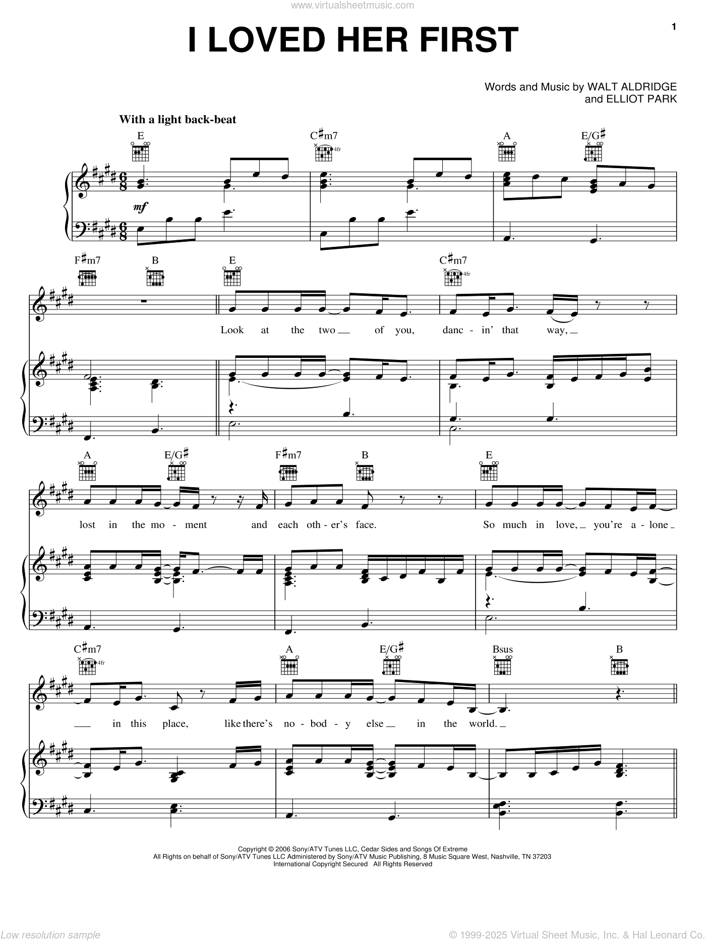I Loved Her First sheet music for voice, piano or guitar (PDF)