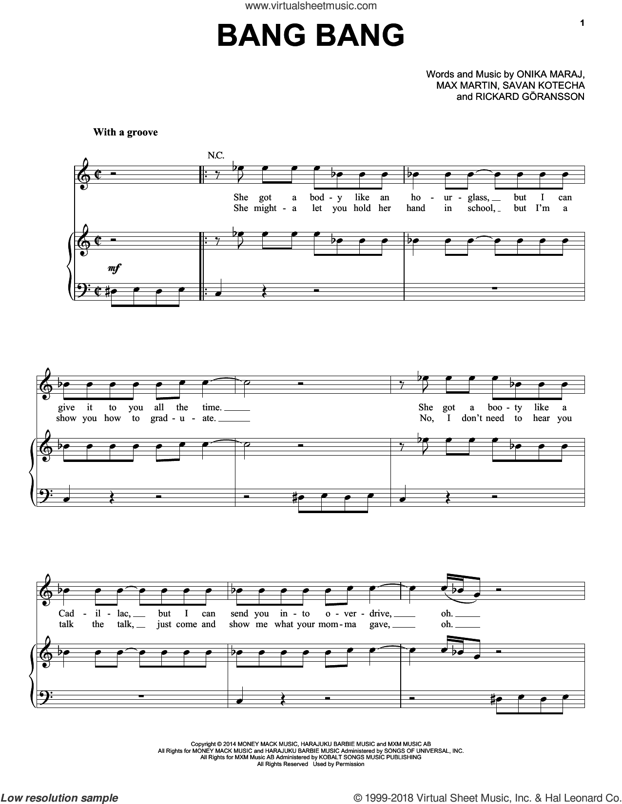 Jessie J, Ariana Grande & Nicki Minaj: Bang Bang sheet music for voice ...