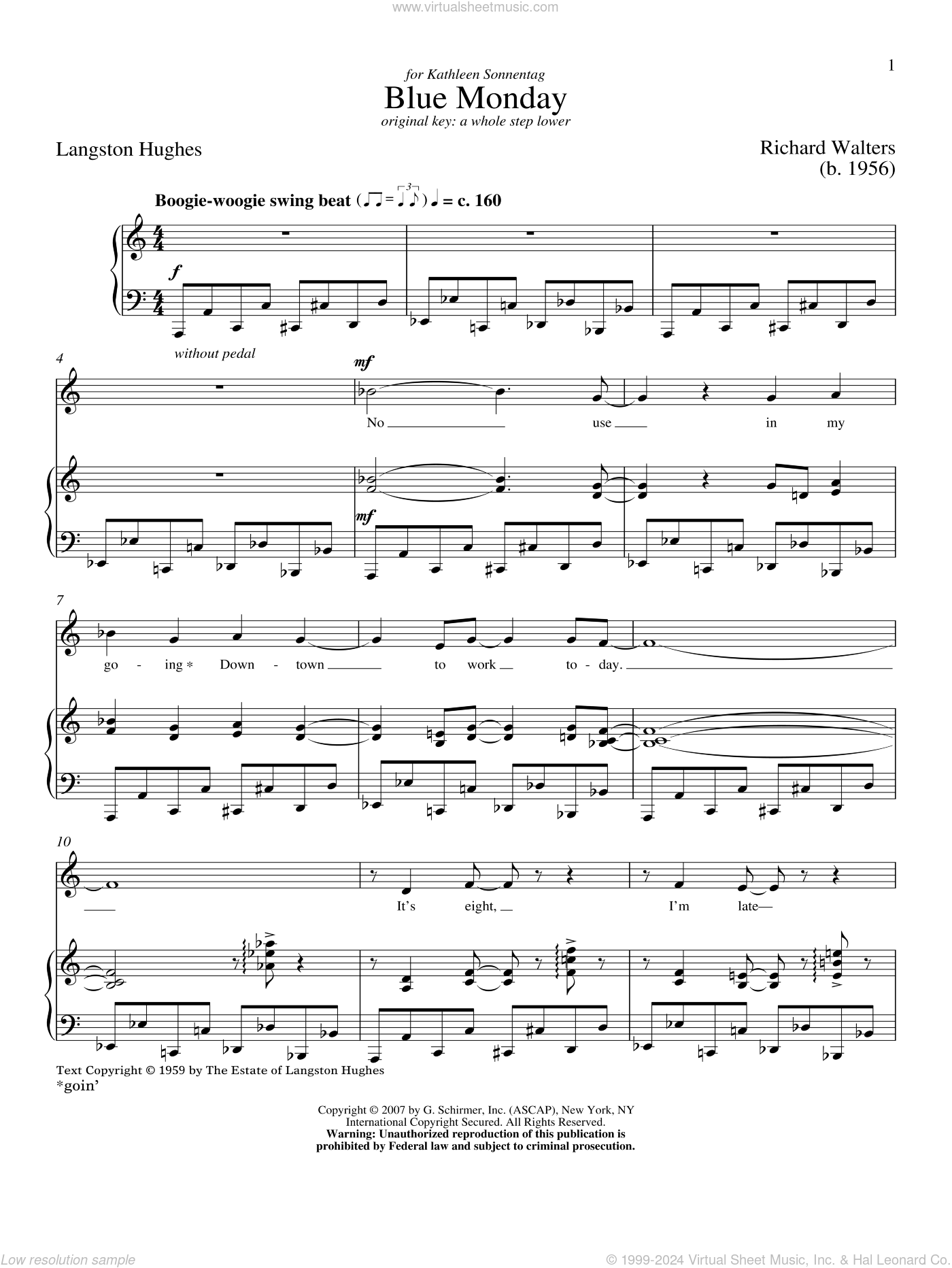 Blue Monday sheet music for voice and piano (High Voice) (PDF)