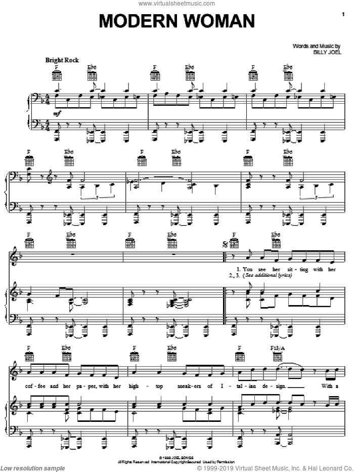 Modern Woman sheet music for voice, piano or guitar (PDF)