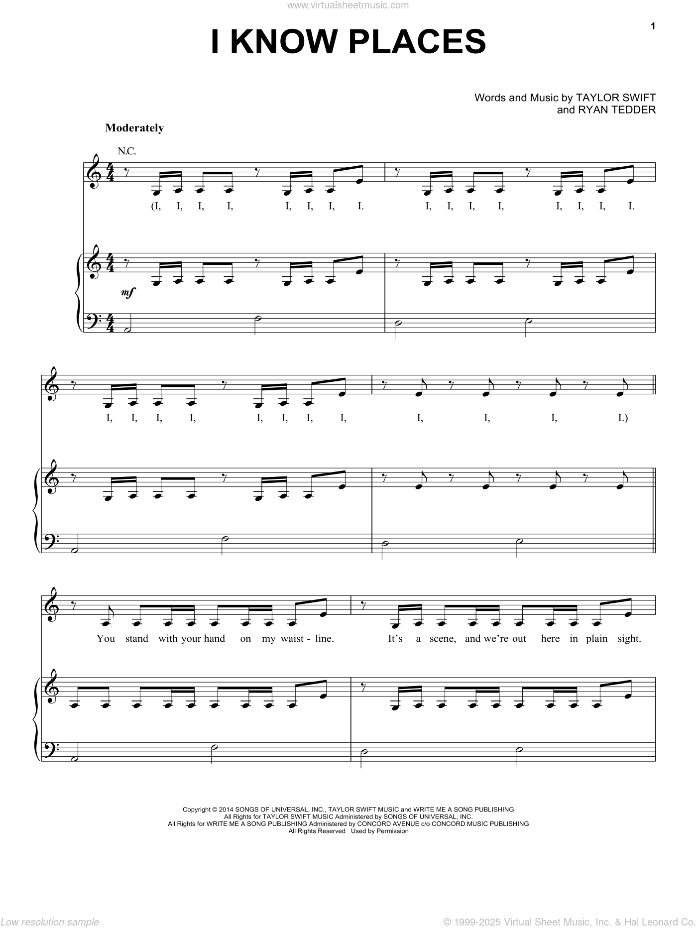 I Know Places sheet music for voice, piano or guitar (PDF)