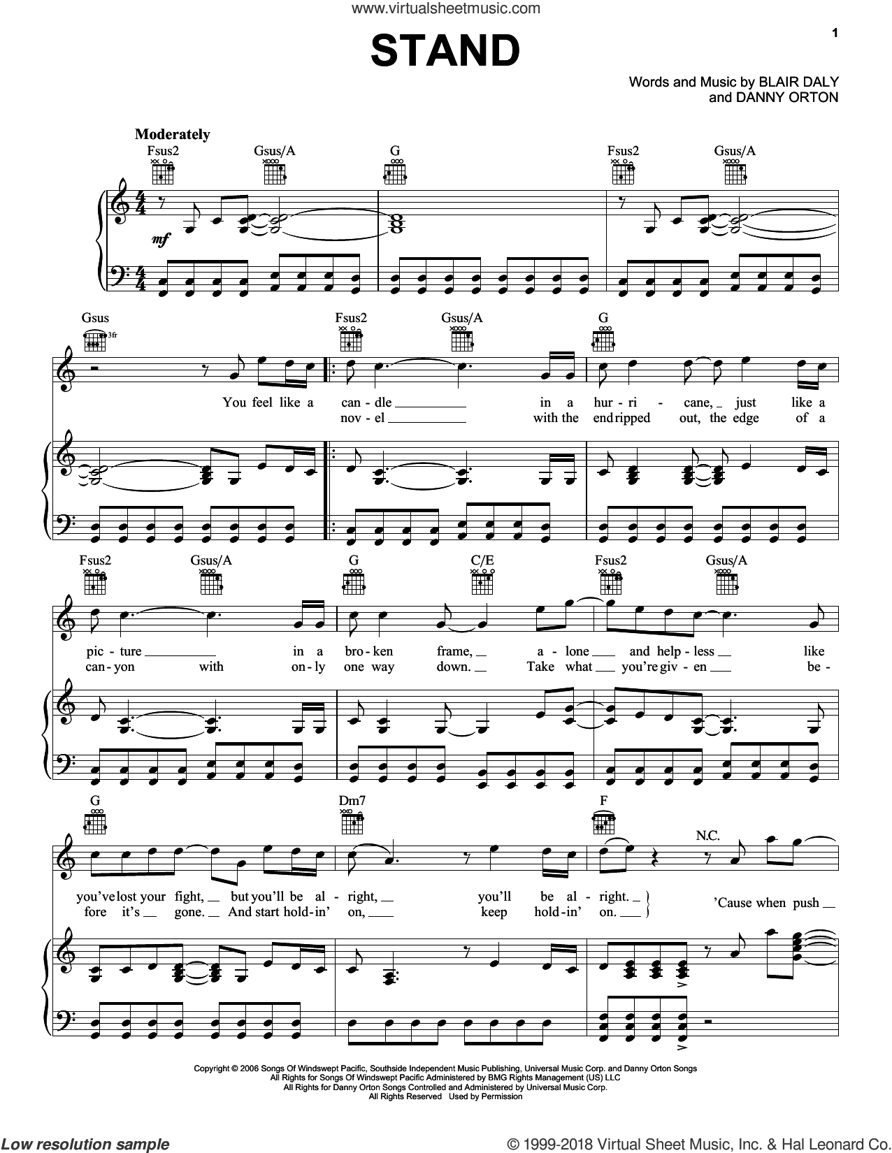 Rascal Flatts: Stand sheet music for voice, piano or guitar (PDF)