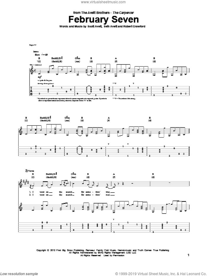 February Seven sheet music for guitar (tablature) (PDF)