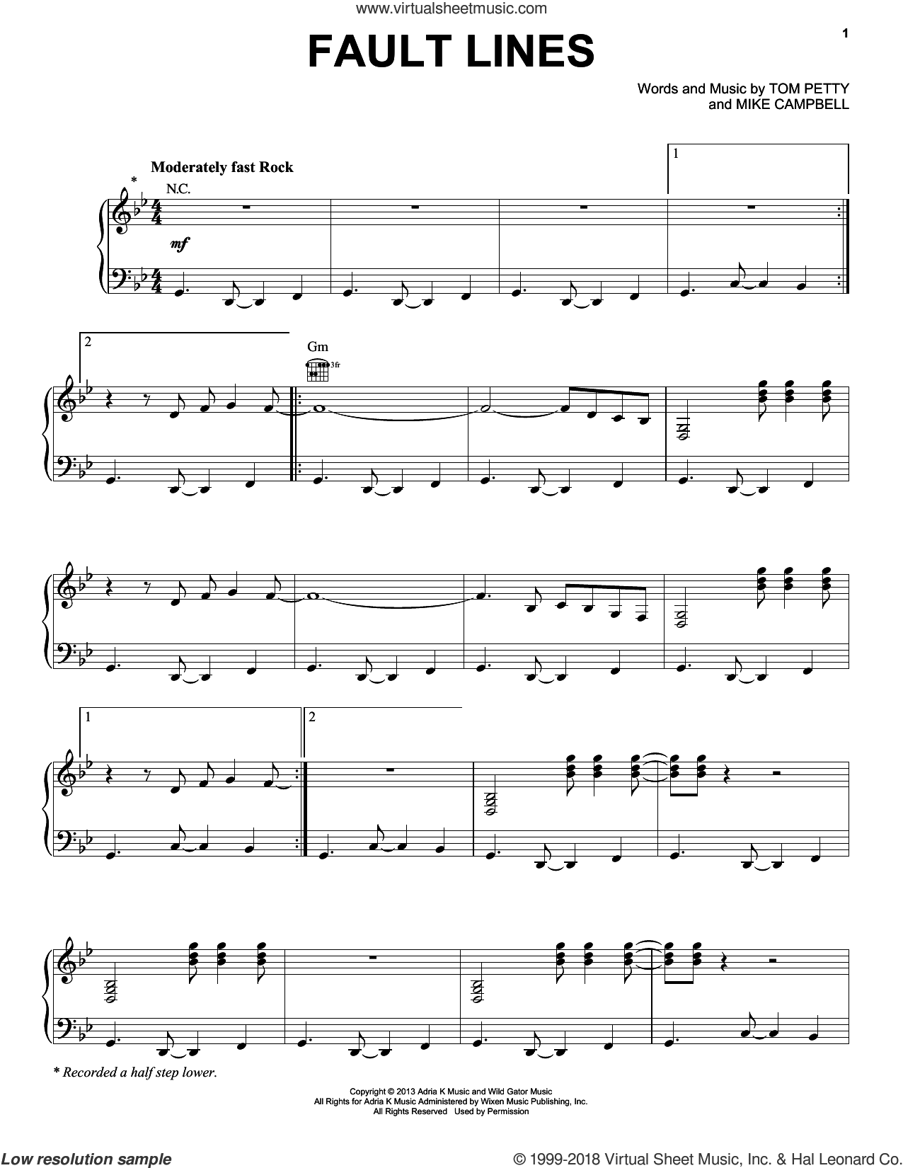 Fault Lines sheet music for voice, piano or guitar (PDF)