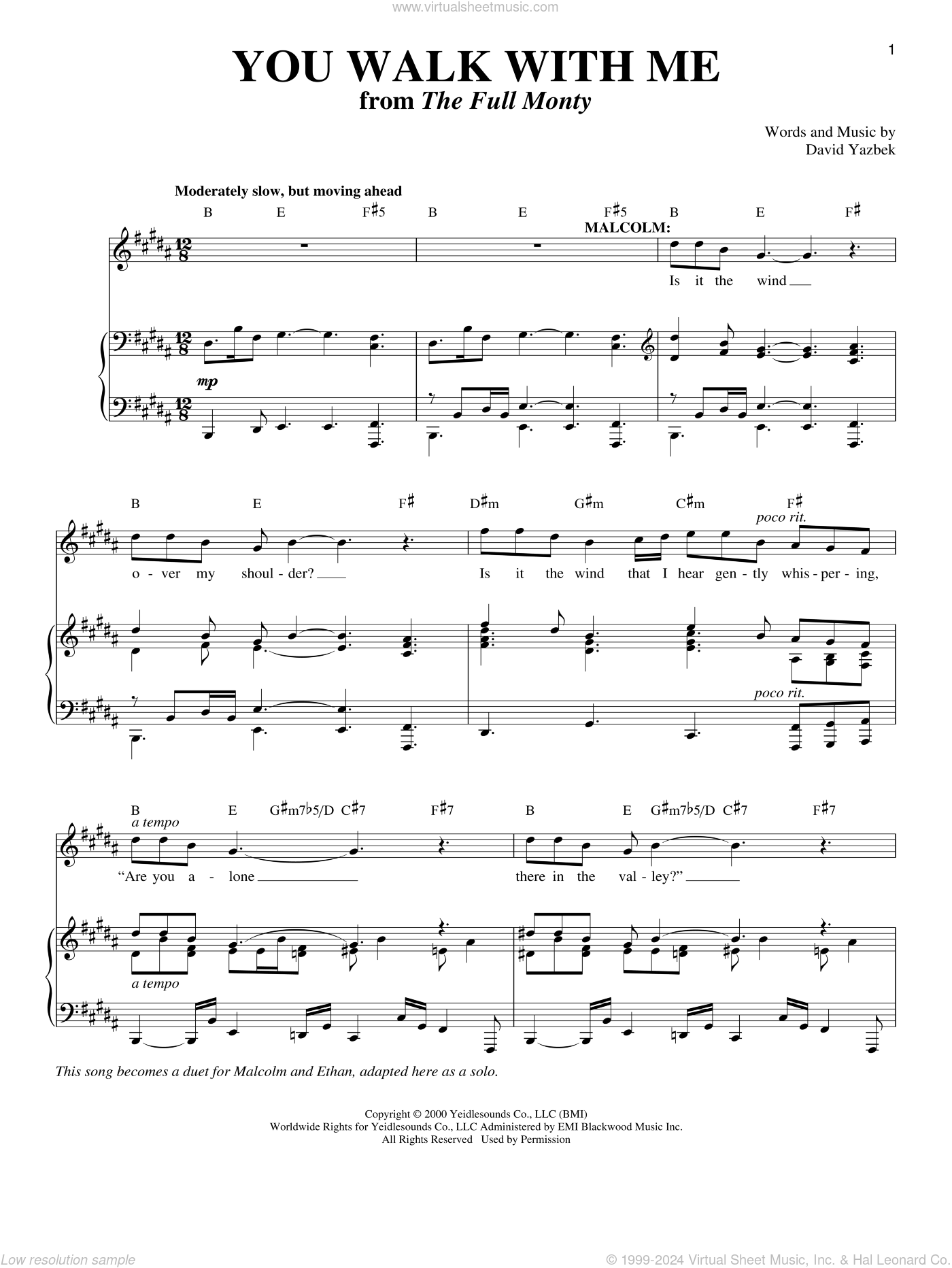 You Walk With Me (from The Full Monty) sheet music for voice and piano