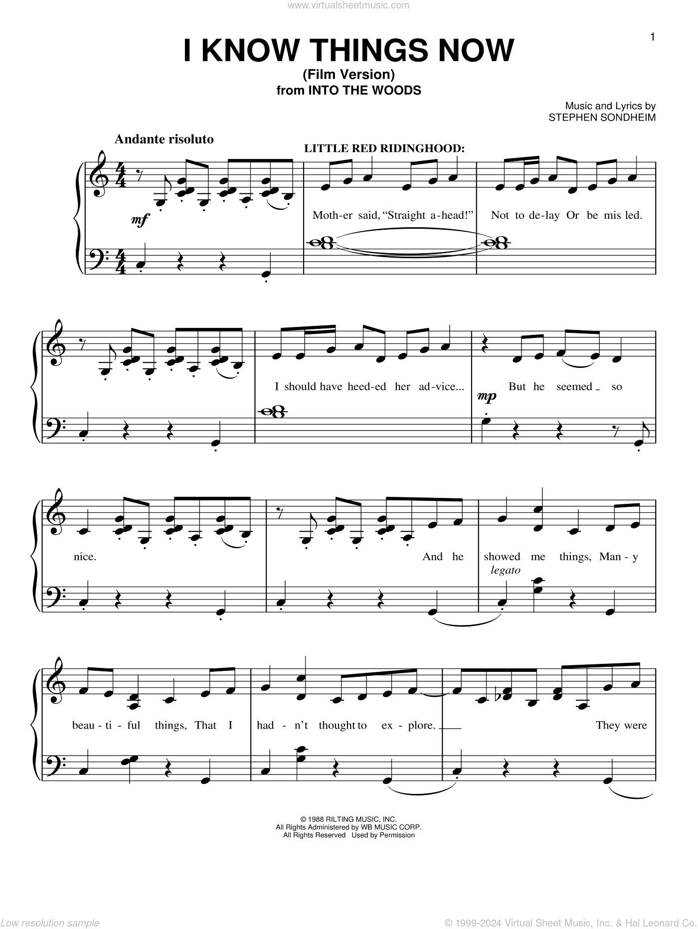I Know Things Now (Film Version) (from Into The Woods) sheet music ...