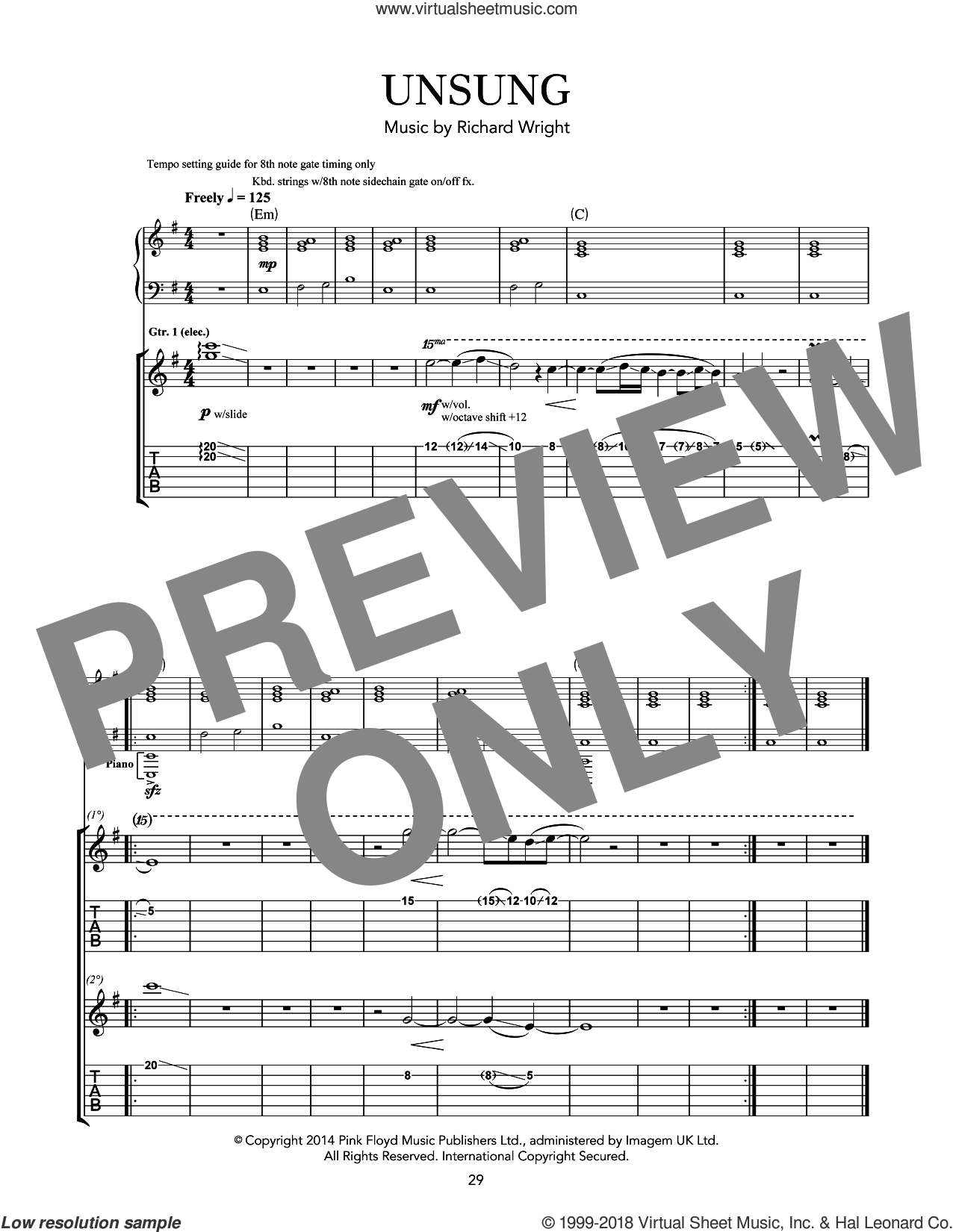 Unsung sheet music for guitar (tablature) (PDF) v2