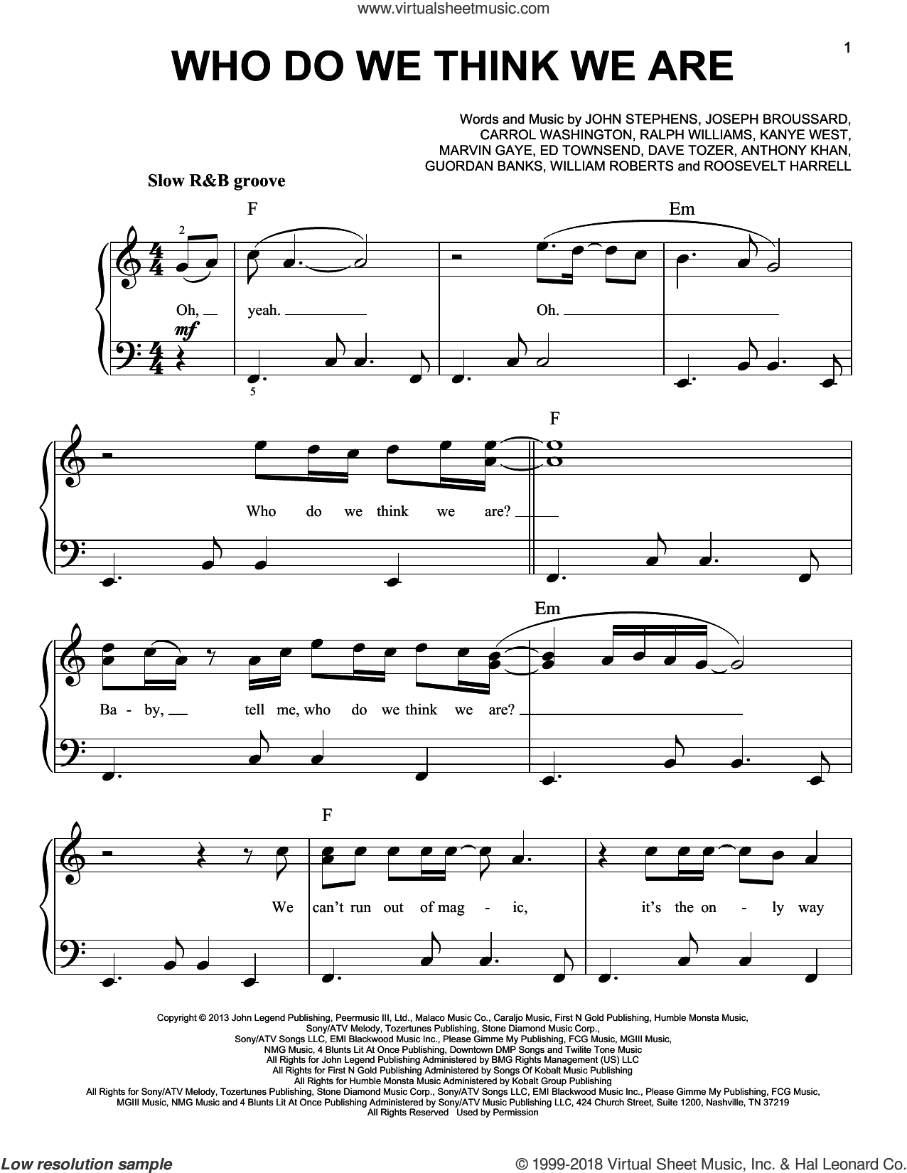 Who Do We Think We Are sheet music for piano solo (PDF)