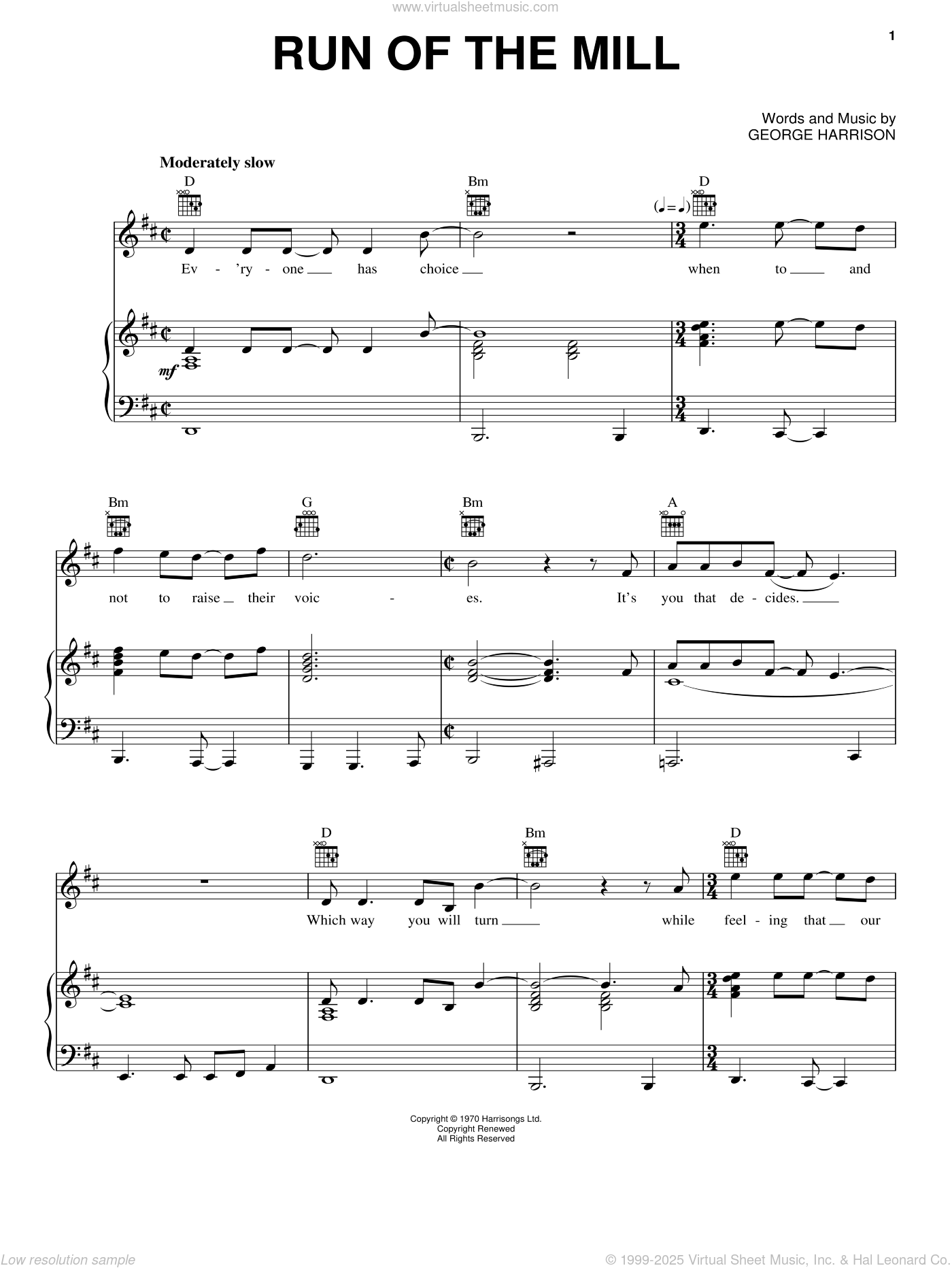 Run Of The Mill sheet music for voice, piano or guitar (PDF)