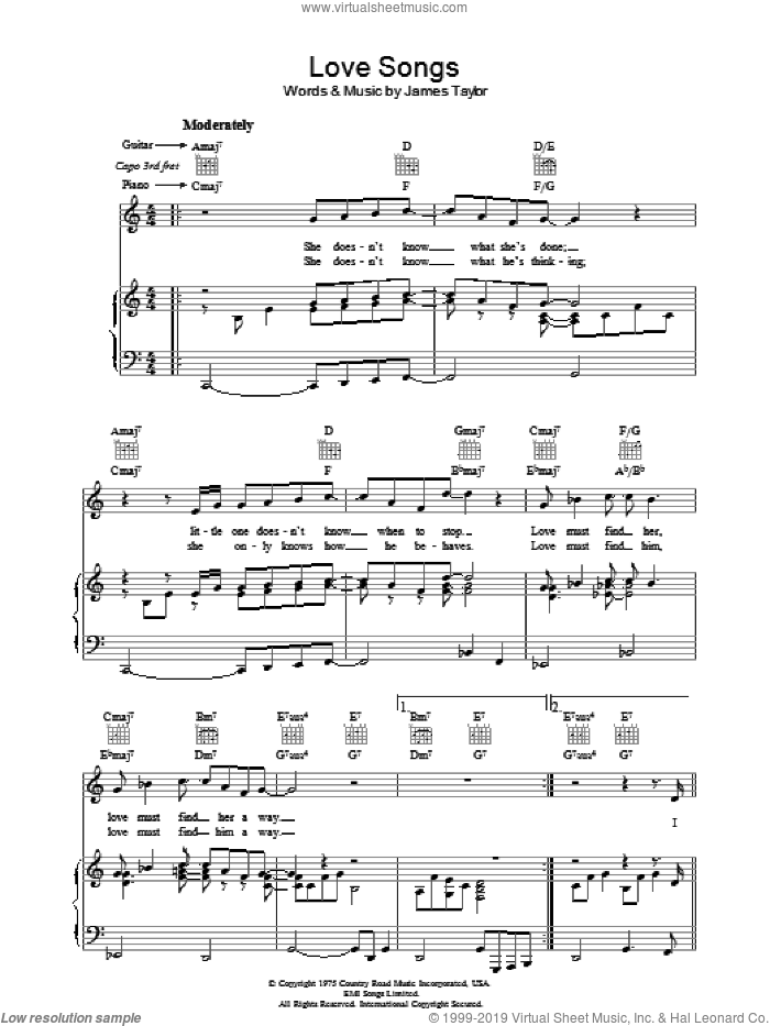 Love Songs sheet music for voice, piano or guitar (PDF)