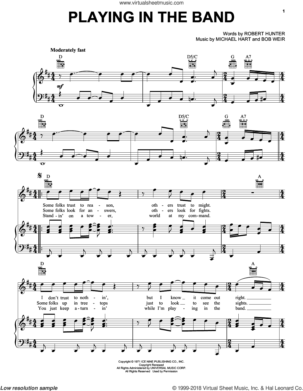 Playing In The Band sheet music for voice, piano or guitar (PDF)