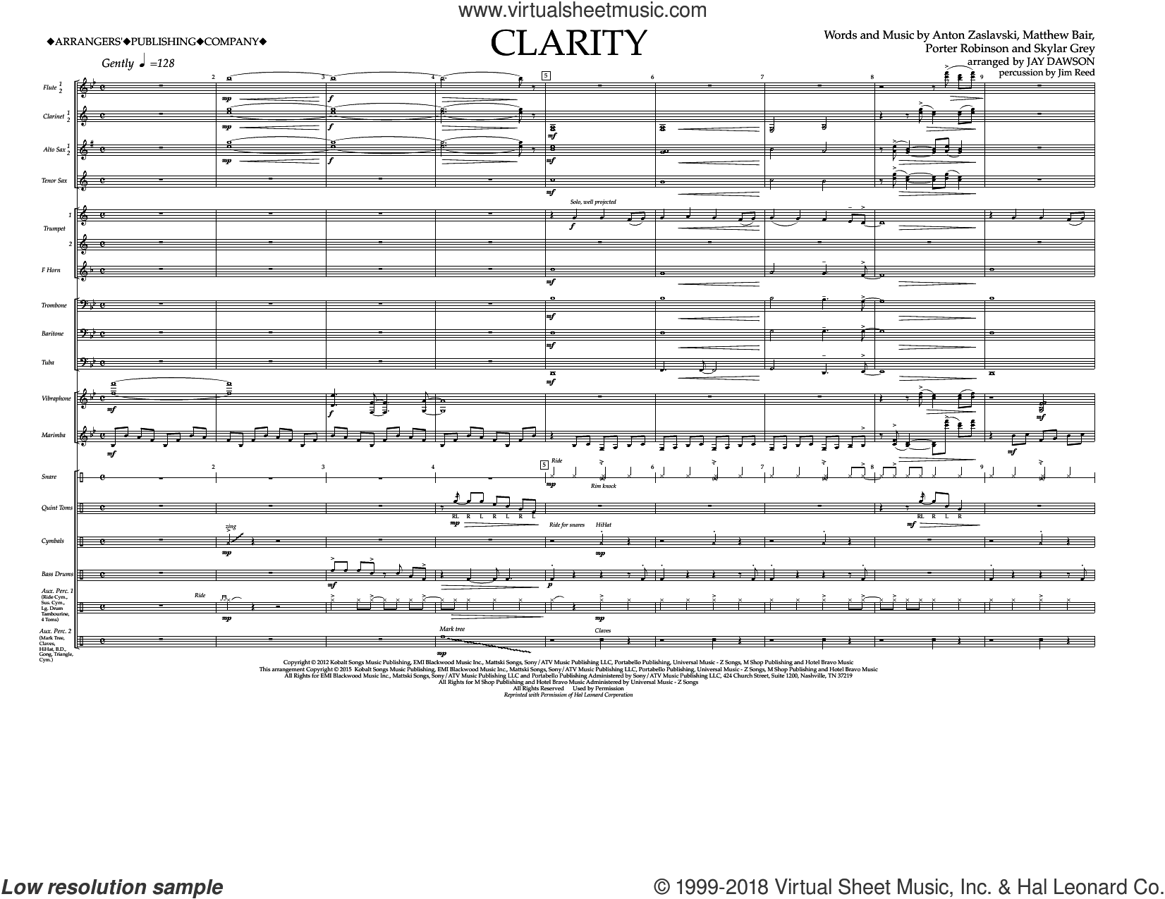 Clarity sheet music (complete collection) for marching band (PDF)
