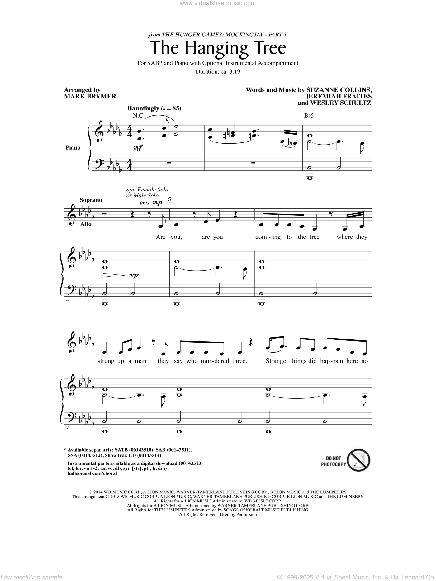 The Hanging Tree (arr. Mark Brymer) sheet music for choir (SAB: soprano ...