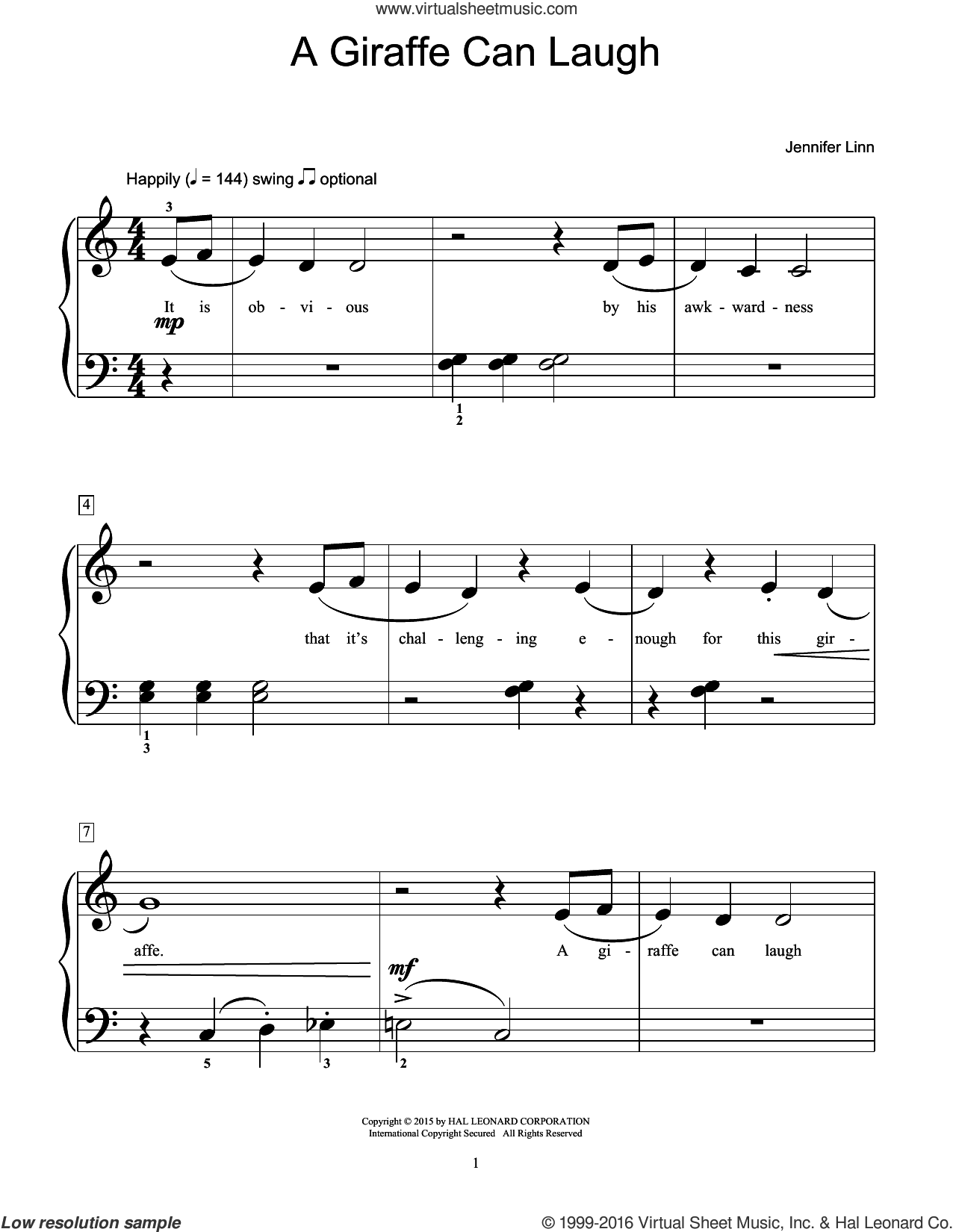 A Giraffe Can Laugh sheet music for piano solo (elementary) (PDF)