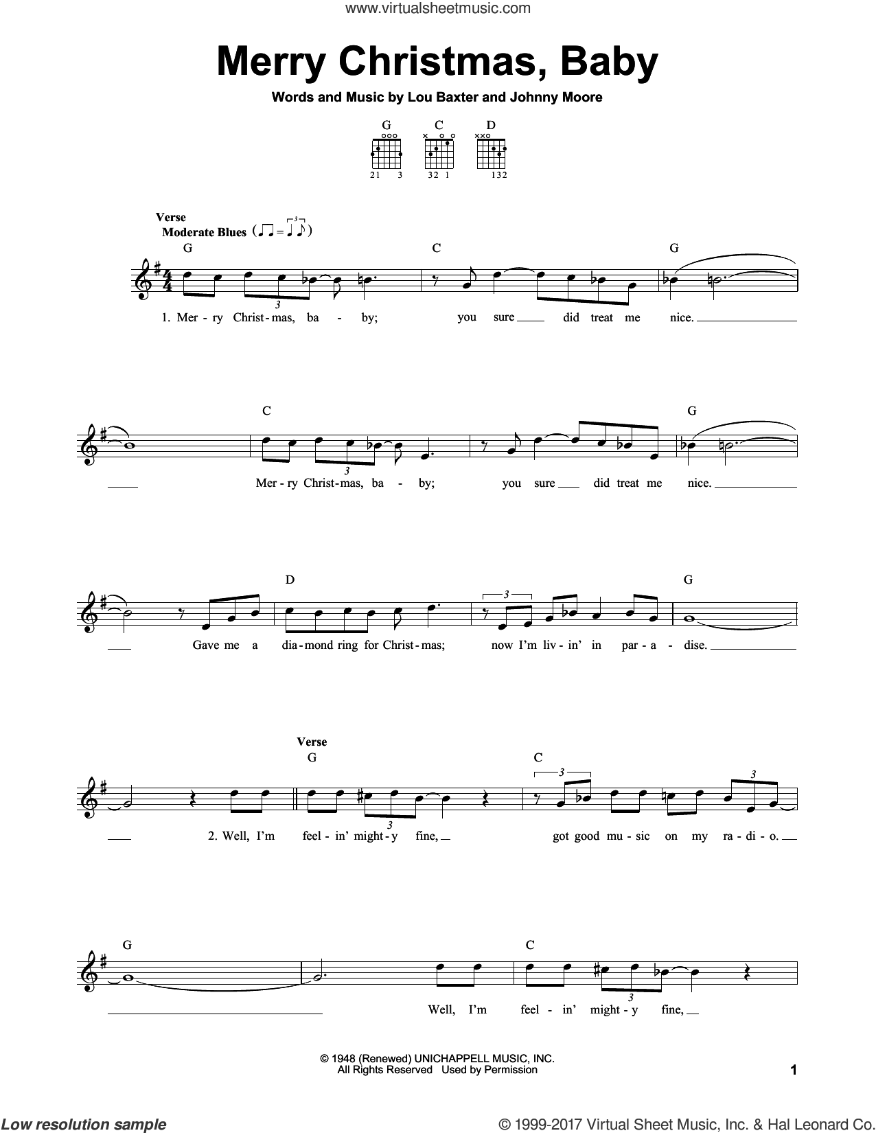 Merry Christmas Baby Guitar Chords