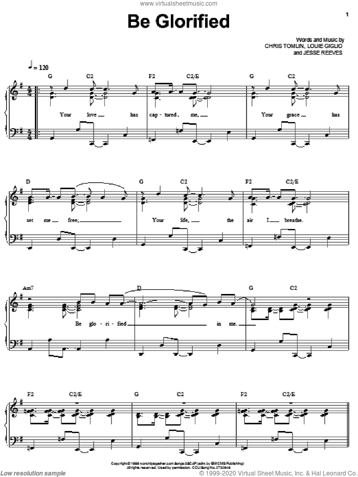 Be Glorified sheet music for voice, piano or guitar v2