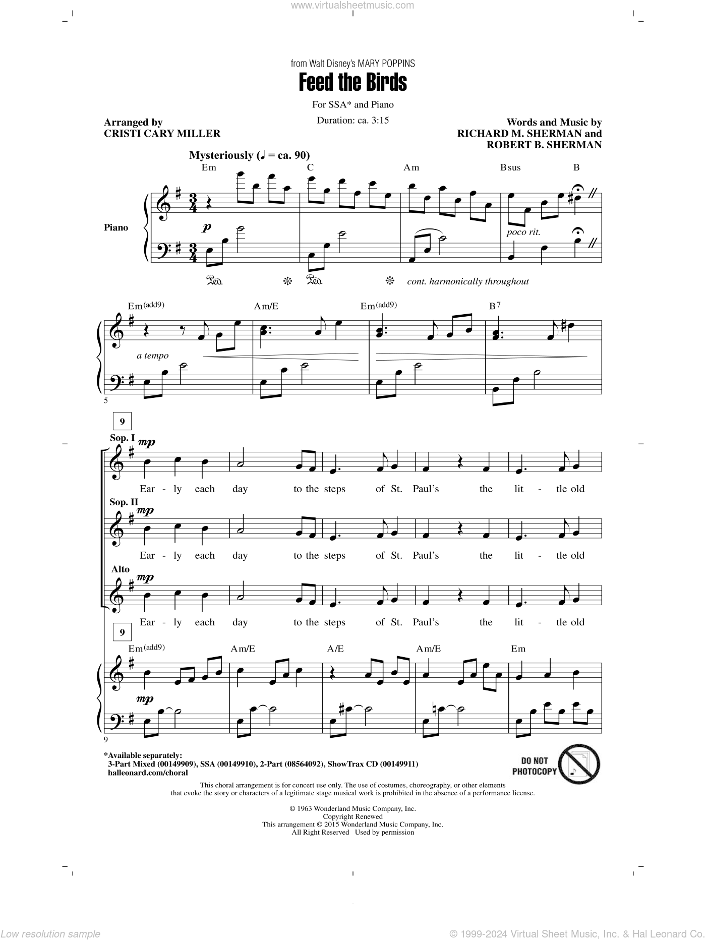 Feed The Birds (Tuppence A Bag) (from Mary Poppins) (arr. Cristi Cary ...
