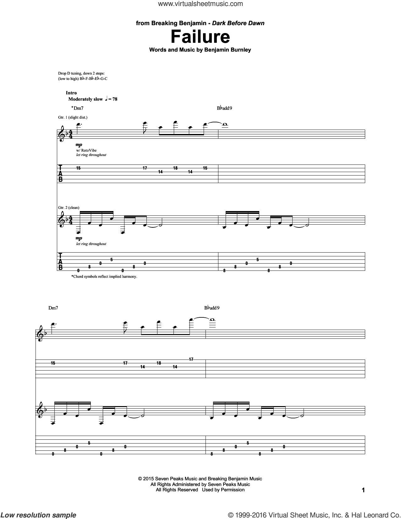 Failure sheet music for guitar (tablature) (PDF)