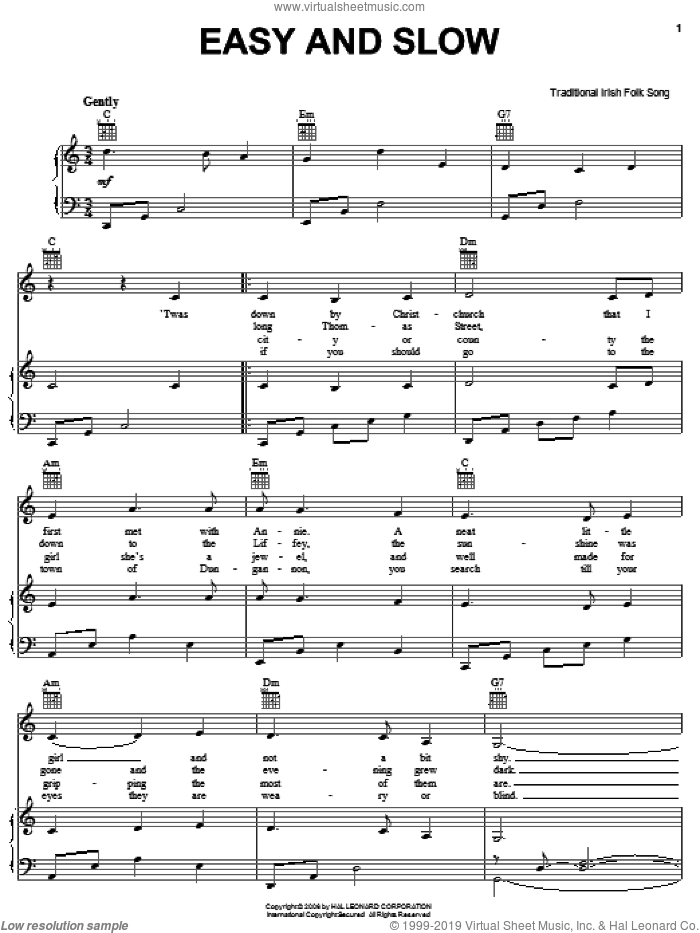 Easy And Slow sheet music for voice, piano or guitar (PDF)