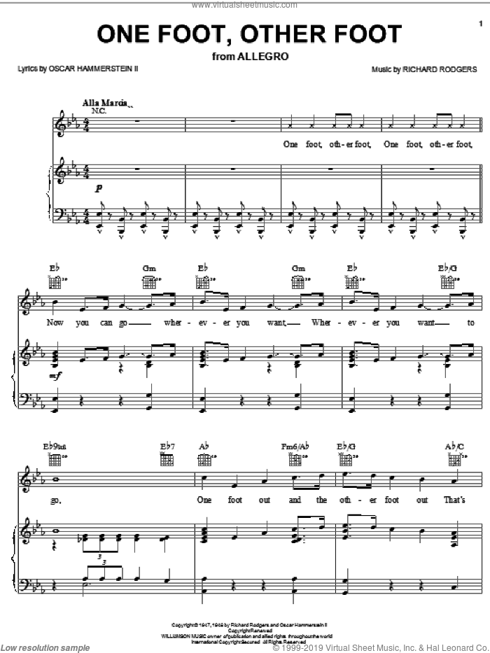 One Foot, Other Foot sheet music for voice, piano or guitar (PDF)