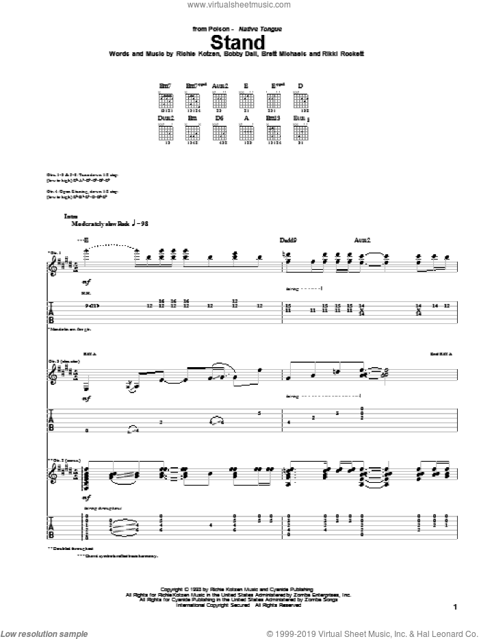 Stand sheet music for guitar (tablature) (PDF)