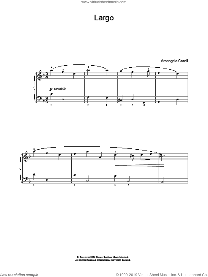 Largo sheet music for voice, piano or guitar (PDF)