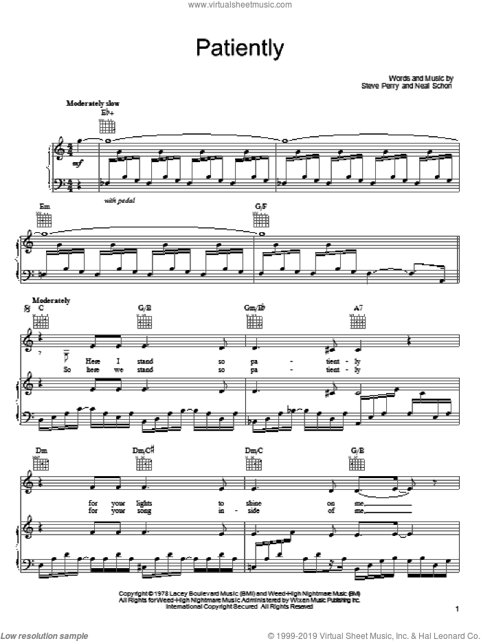 Patiently sheet music for voice, piano or guitar (PDF)