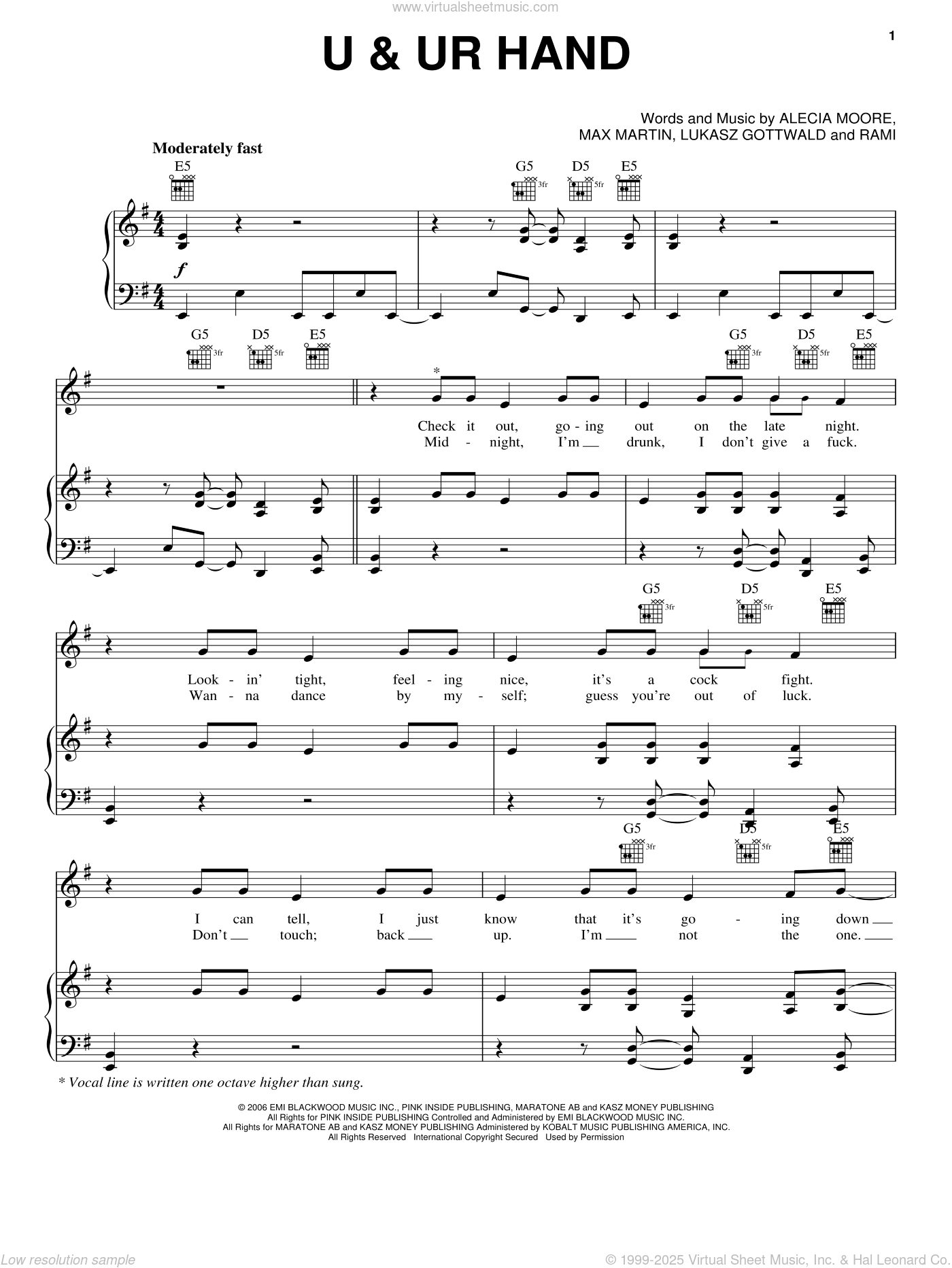 U and UR Hand sheet music for voice, piano or guitar (PDF)