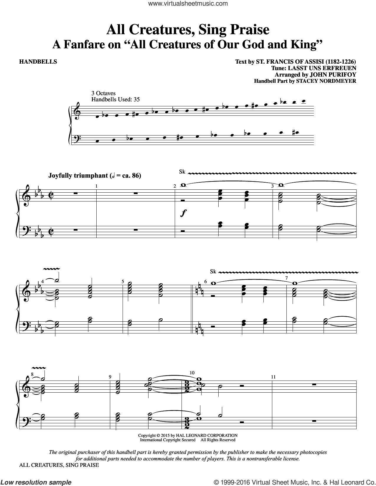 All Creatures, Sing Praise sheet music for orchestra/band (handbells)