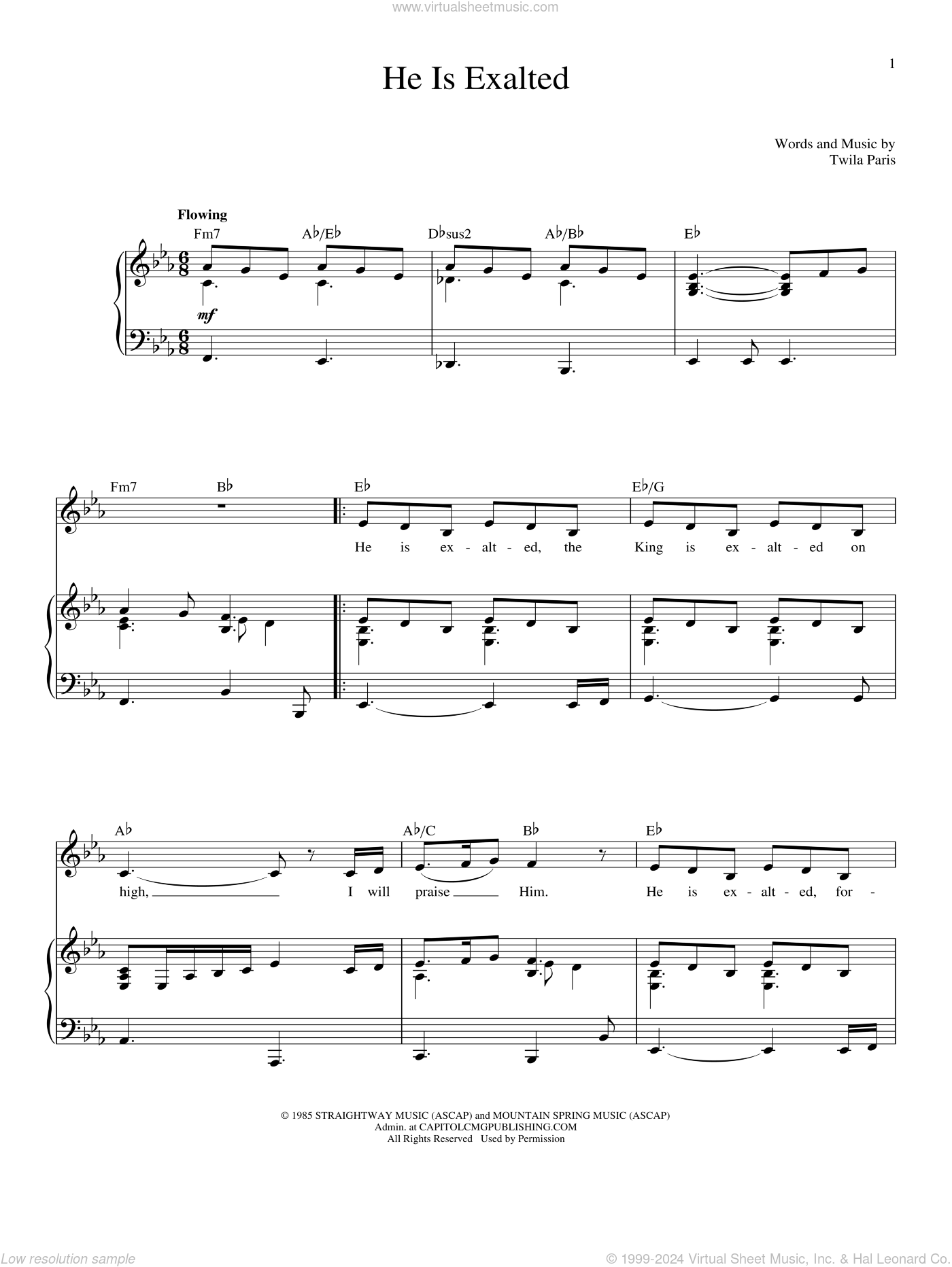 He Is Exalted sheet music for voice and piano (PDF-interactive)