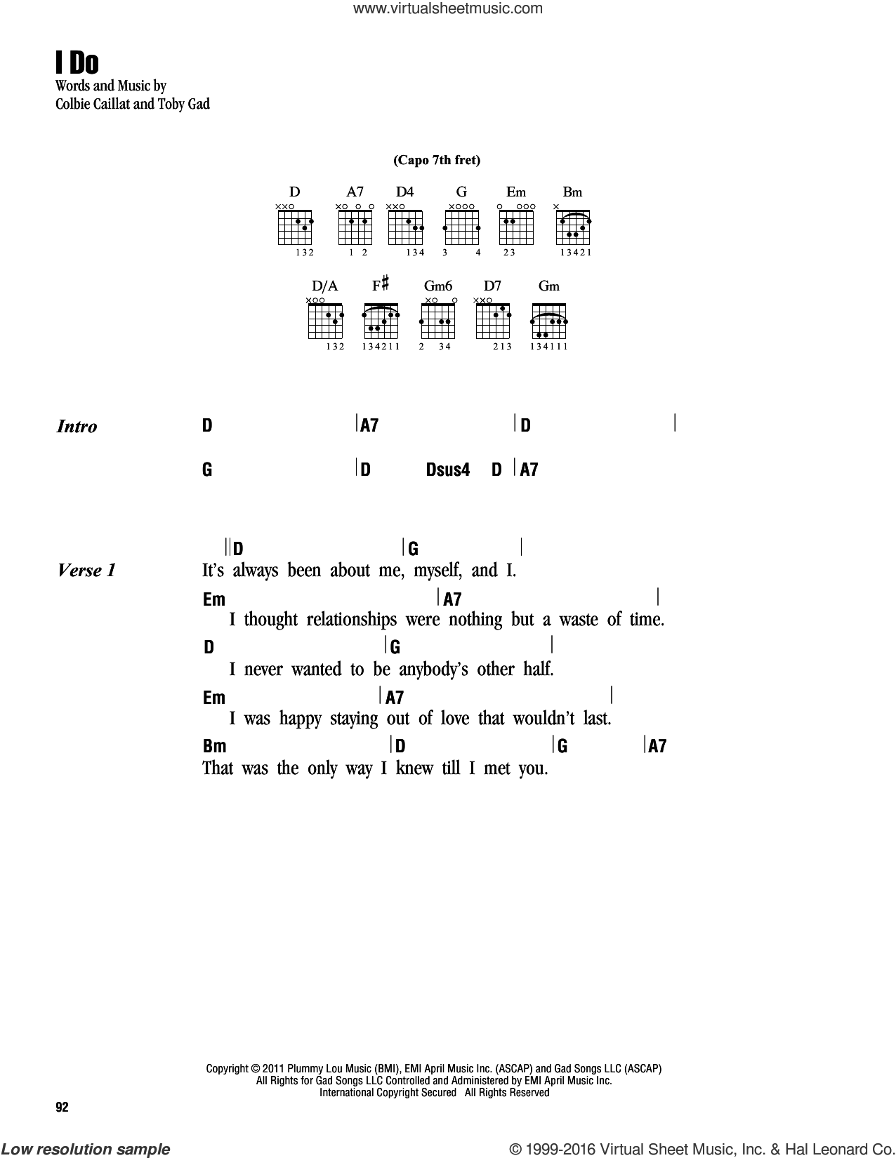 I Do sheet music for guitar (chords) (PDF)