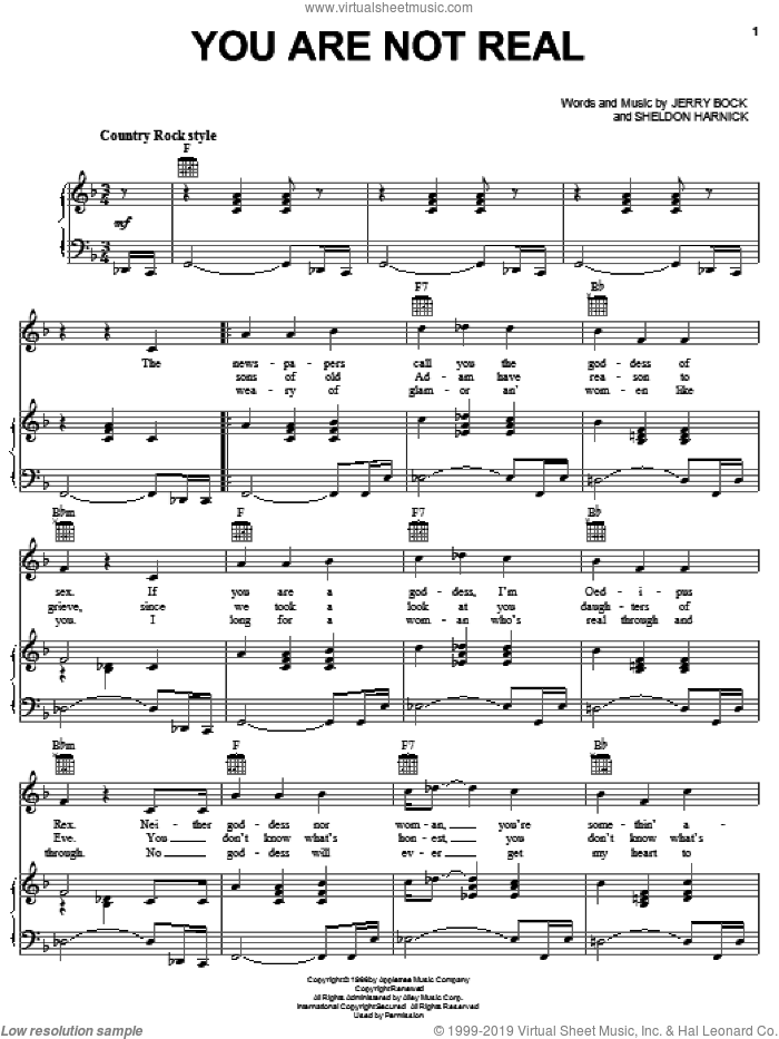 You Are Not Real sheet music for voice, piano or guitar (PDF)