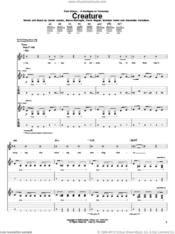 Creature sheet music for guitar (tablature) (PDF)