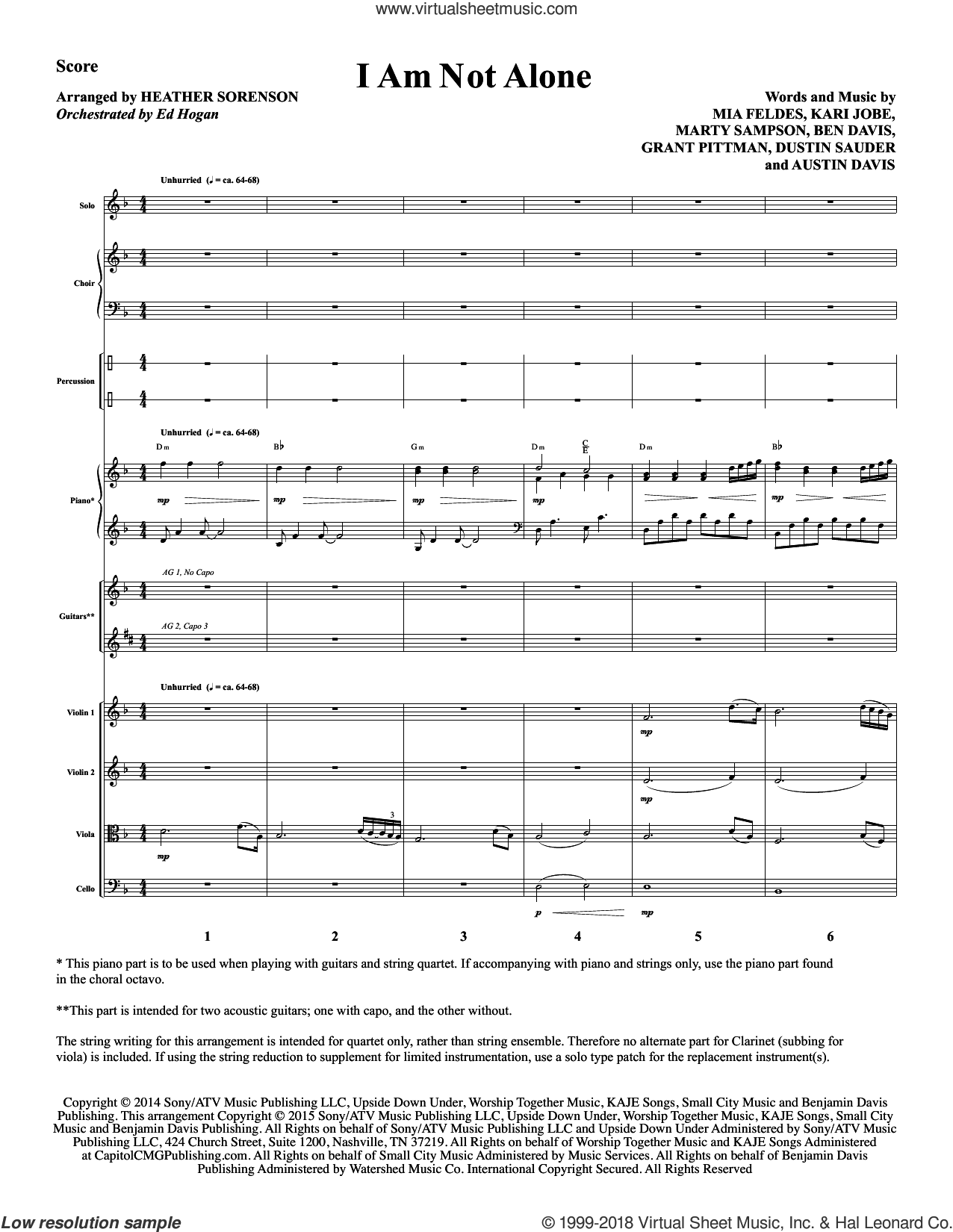 I Am Not Alone (arr. Heather Sorenson) sheet music (complete collection ...