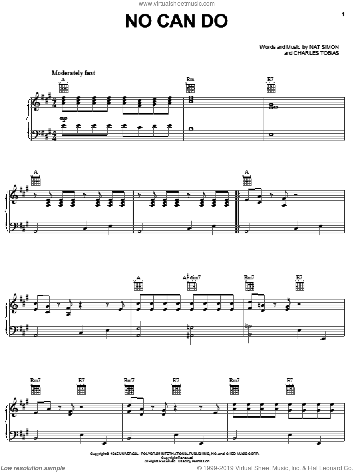 Xavier Cugat: No Can Do sheet music for voice, piano or guitar