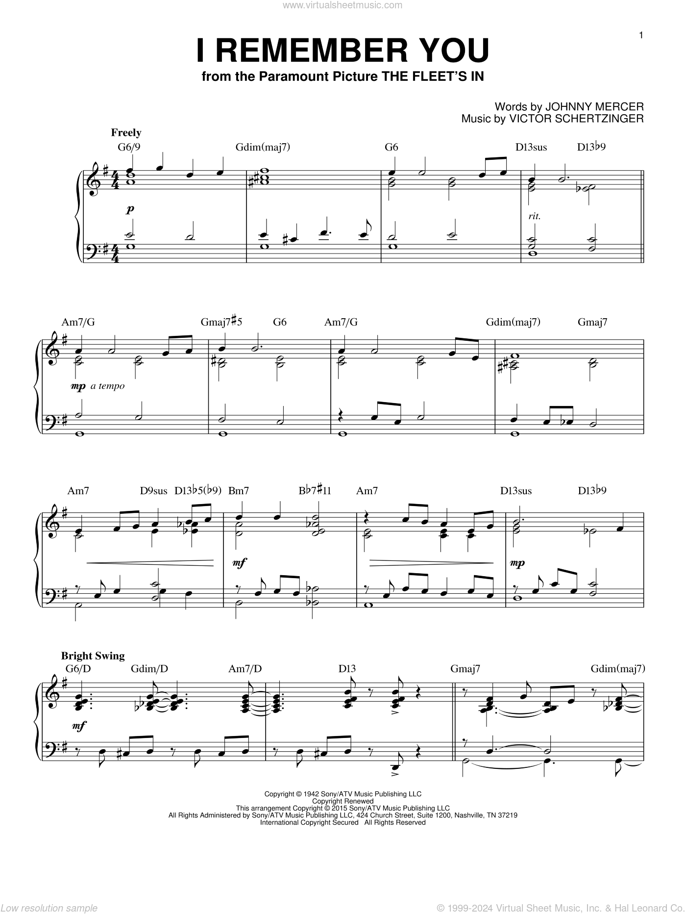 I Remember You [Jazz version] (arr. Brent Edstrom) sheet music for ...