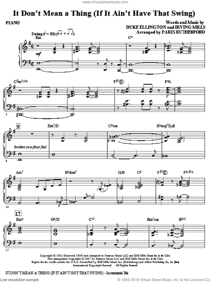 It Don't Mean A Thing (If It Ain't Got That Swing) (complete set of ...