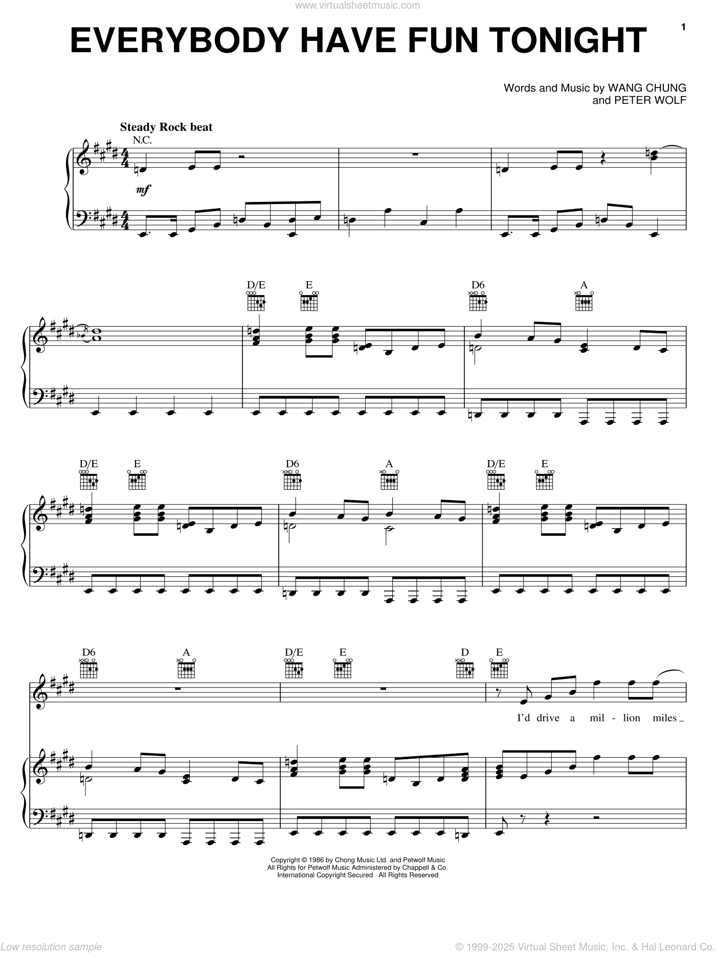 Everybody Have Fun Tonight sheet music for voice, piano or guitar