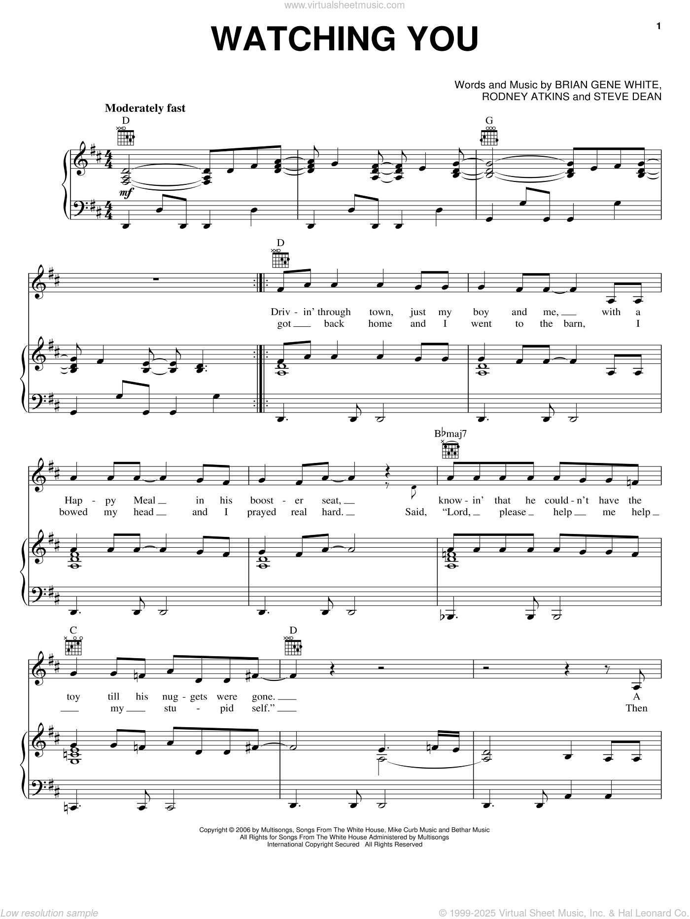 Watching You sheet music for voice, piano or guitar (PDF)